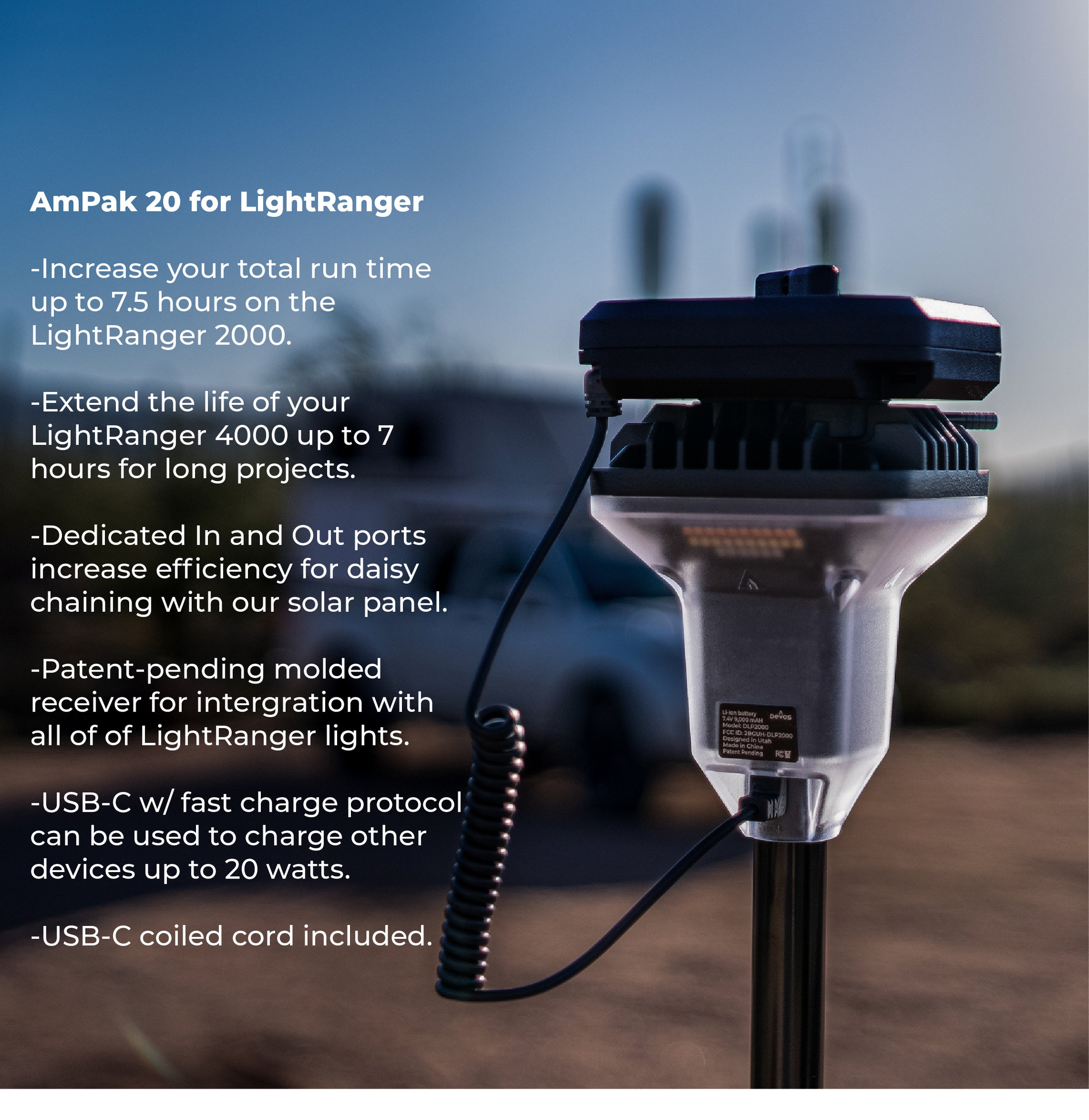 AMPak 20 Portable Power Bank | Runtime Extender for LightRanger